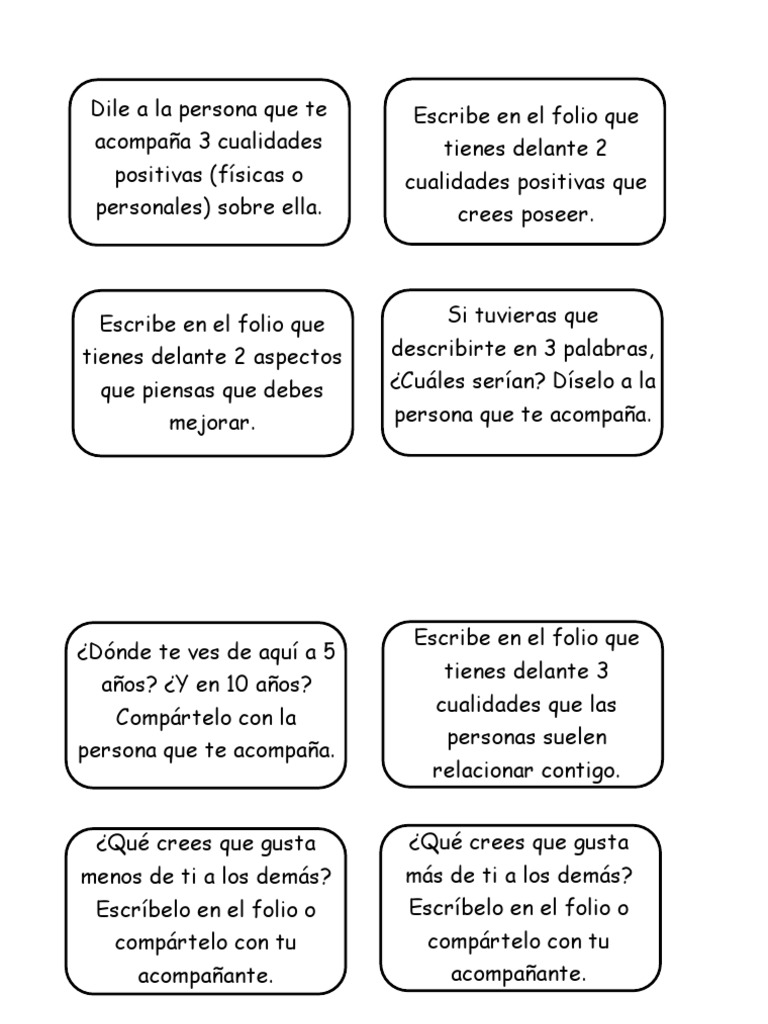 Tarjetas Autoestima | PDF