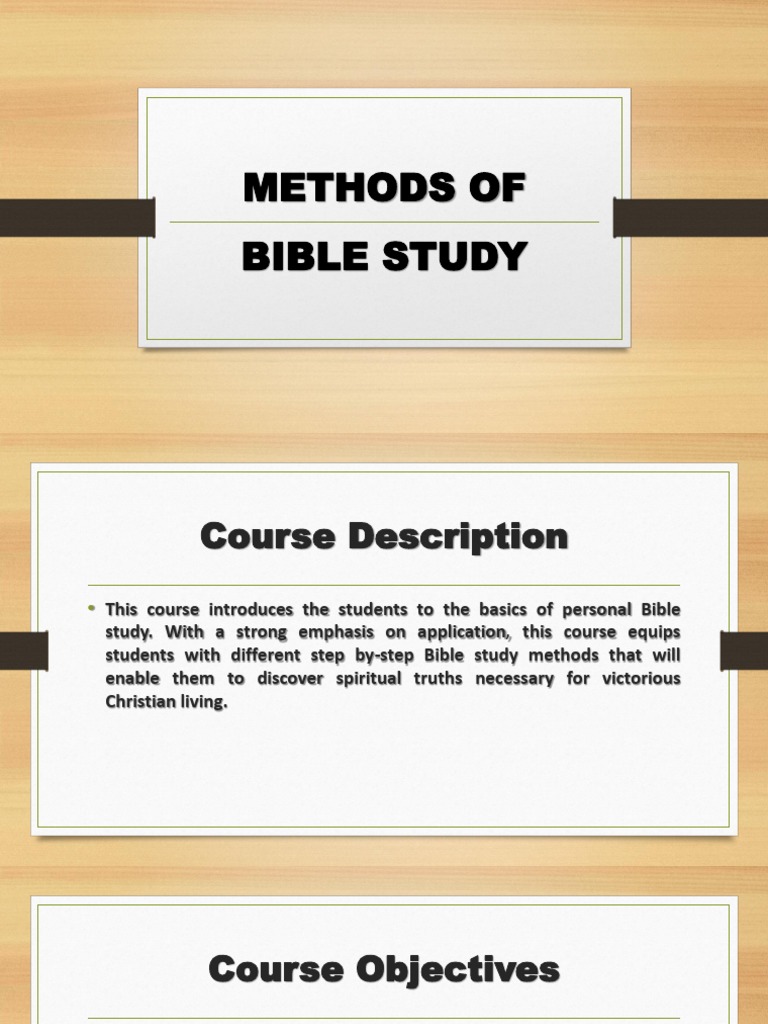 METHODS OF BIBLE STUDY Notes (Weeks 1 and 2) | PDF | Bible | Christian ...