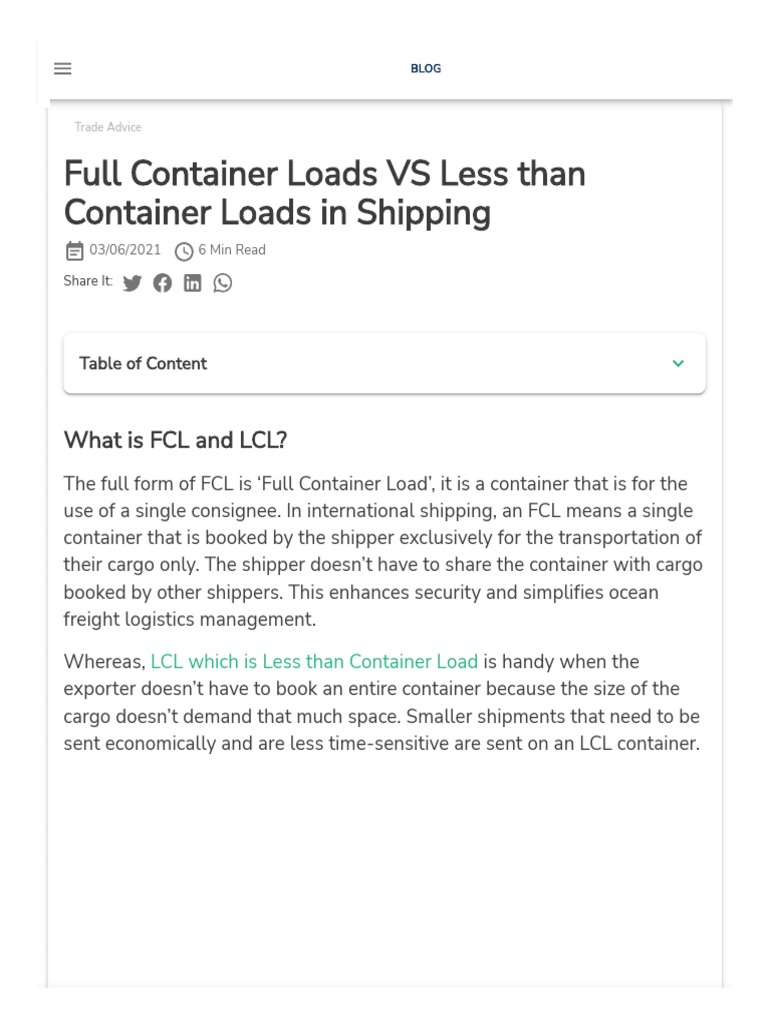 FCL vs LCL: Definitions and Differences | PDF | Cargo | Containerization