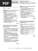 FOCUS 2 Unit Test For Student 1 | PDF