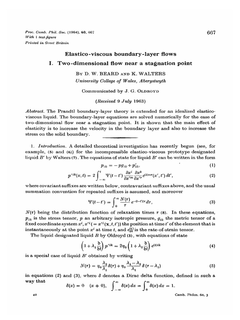 Elastico-Viscous Flow Near Stagnation | PDF | Boundary Layer | Fluid Dynamics