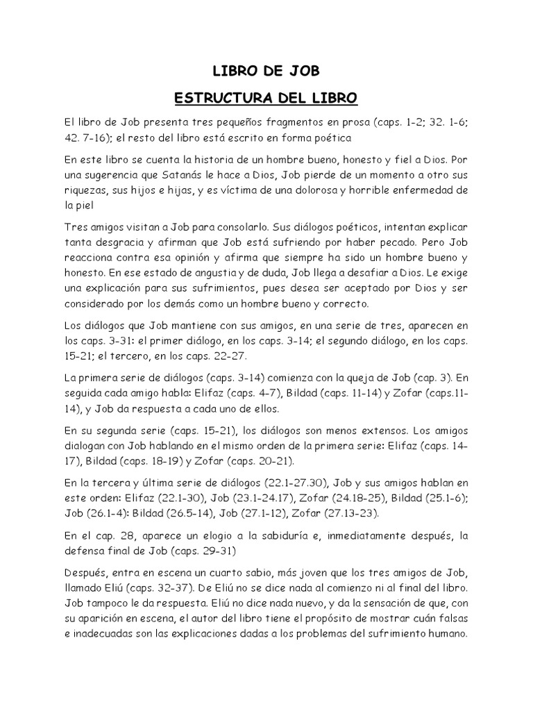 Libro de Job Estructura Del Libro | Descargar gratis PDF | Libro de trabajo