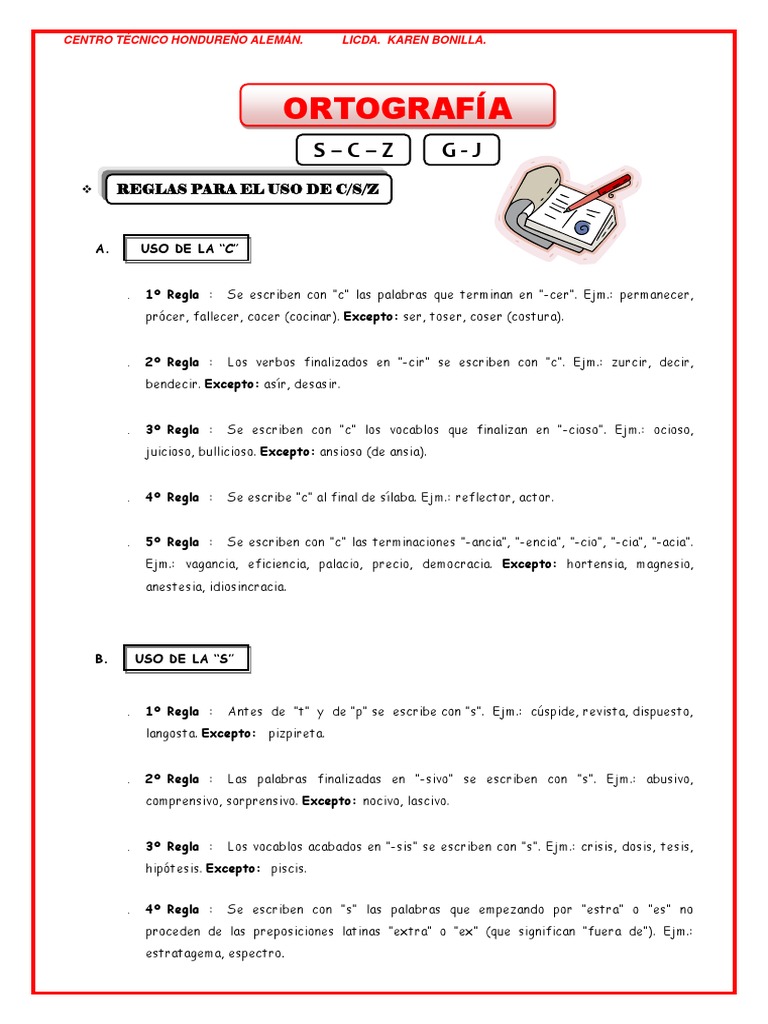 Ortografía: S - C - Z G - J | PDF | Lingüística | Morfología Lingüística