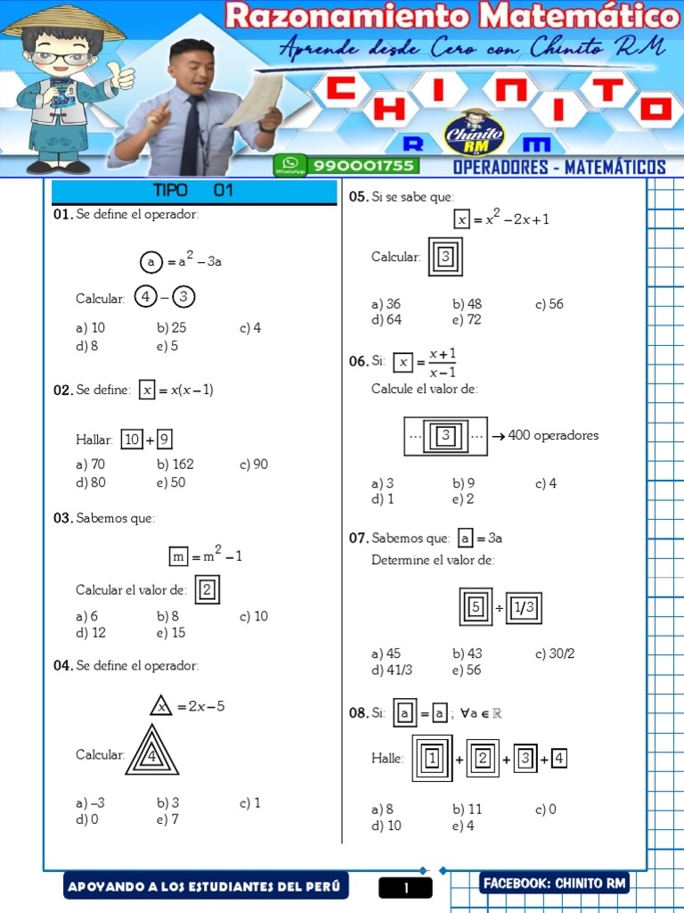 Operadores Matemáticos Sesión 01 | PDF | Matemáticas