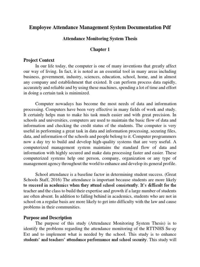 Employee Attendance Management System Documentation Pdf Download Free