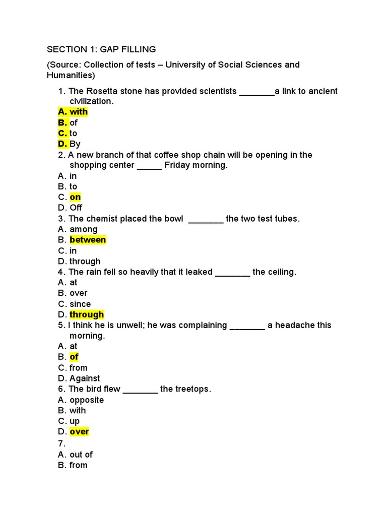 Gap Filling and Error Correction Exercises | PDF | Social Science