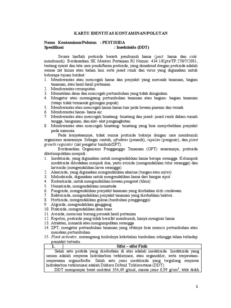 Kel 1 - Pestisida (DDT) | PDF