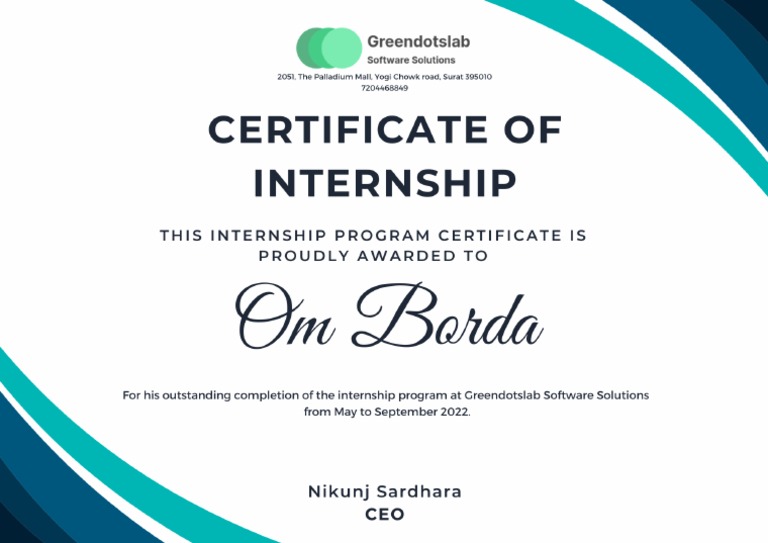 Certificate of Internship | PDF