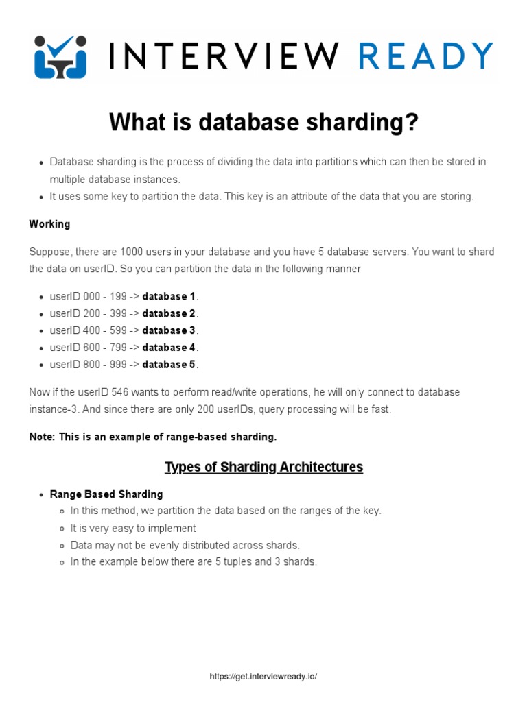 Database Sharding | PDF | Databases | Software Engineering Database Sharding | PDF | Databases | Software Engineering