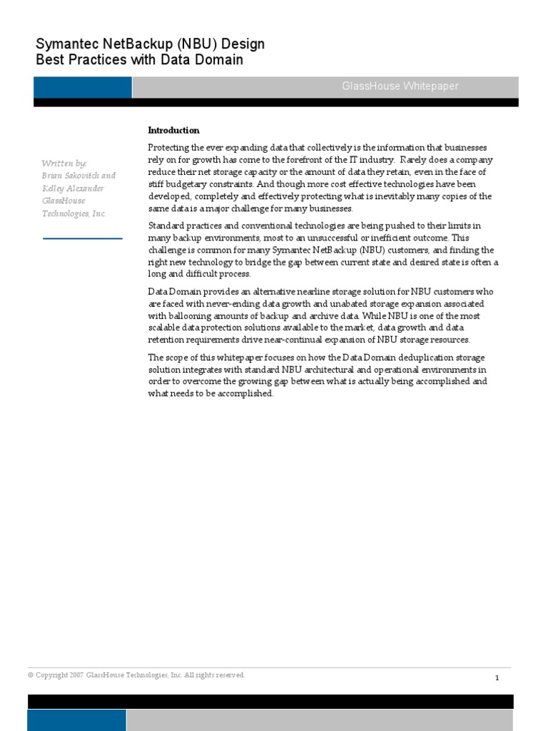 Data Domain Symantec NetBackup Best Practices | PDF | Backup | Data Compression