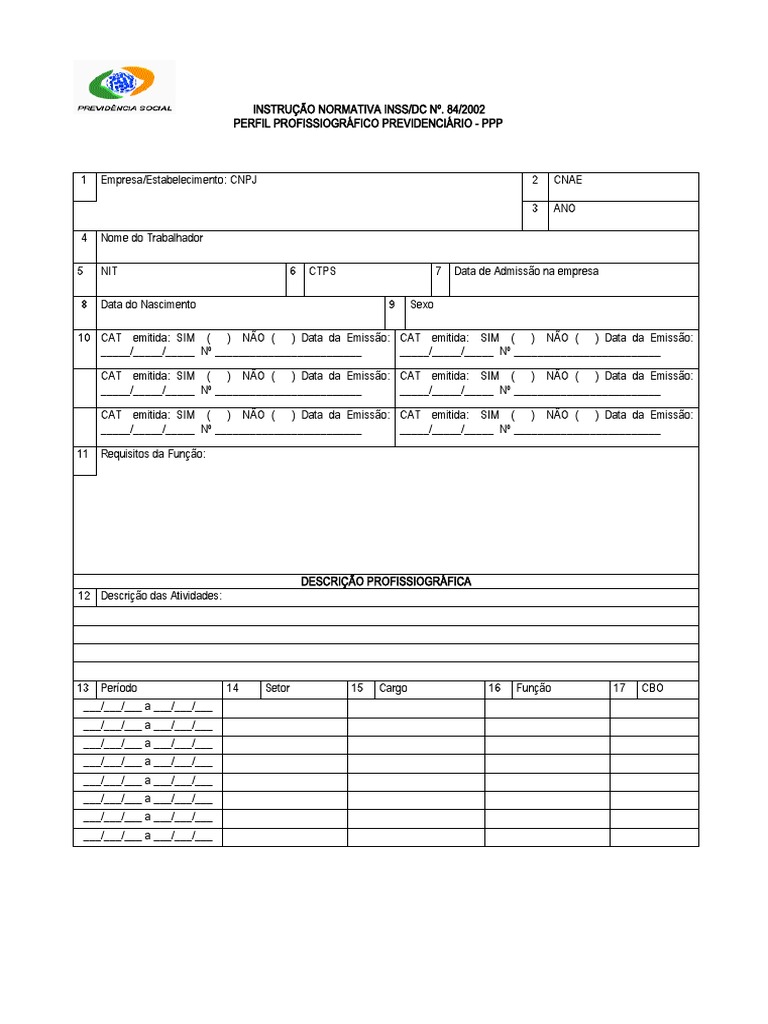 PPP - Modelo em Branco | PDF