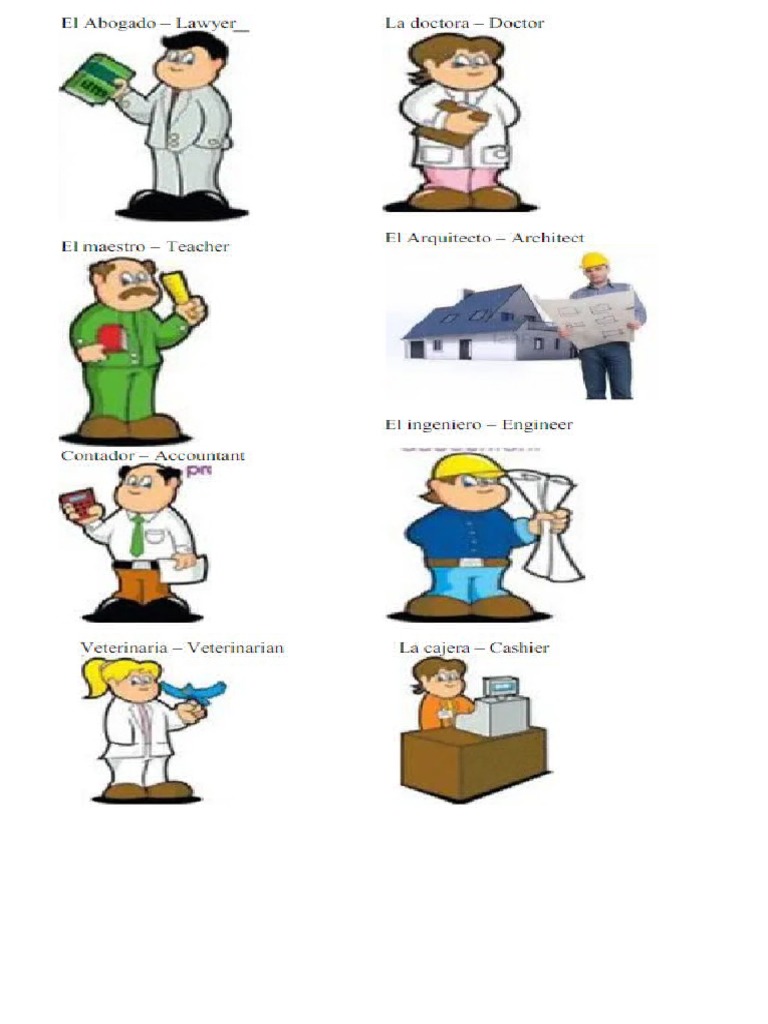 15 PROFESIONES EN INGLES Y ESPAÑOL | PDF