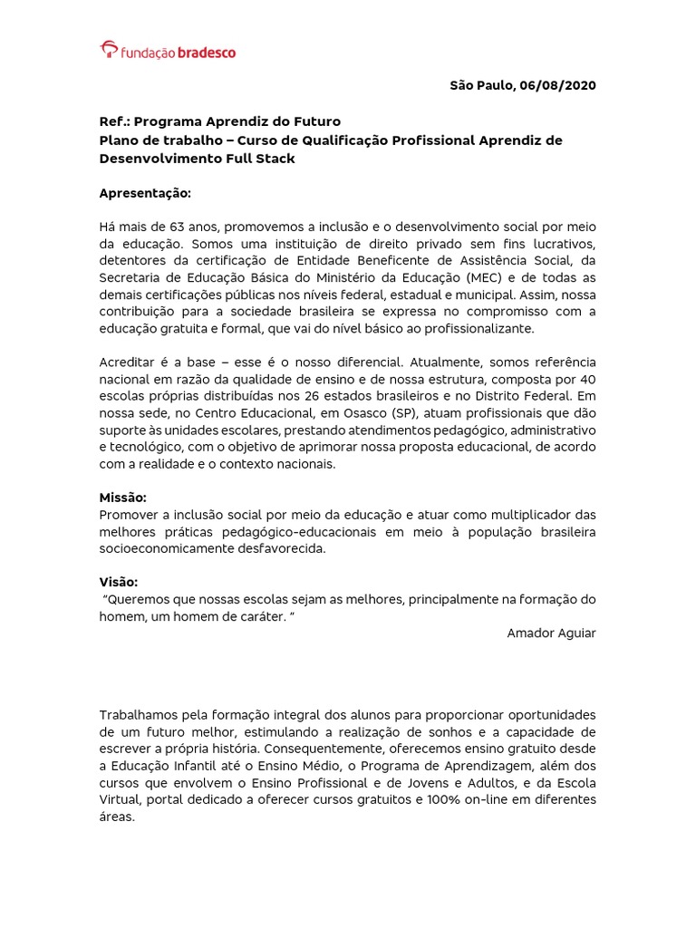 Plano de Trabalho - QP - Full Stack - Finalizado | PDF | Aprendizado ... Plano de Trabalho - QP - Full Stack - Finalizado | PDF | Aprendizado ...