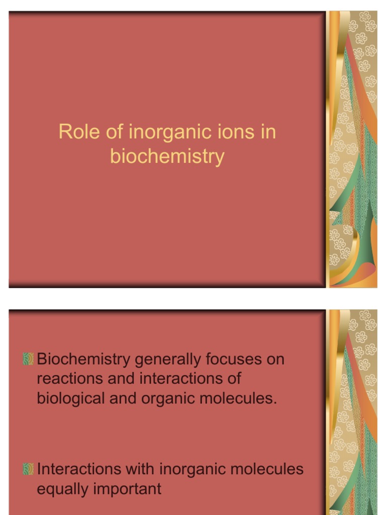Role of Inorganic Ions in Biochemistry | PDF