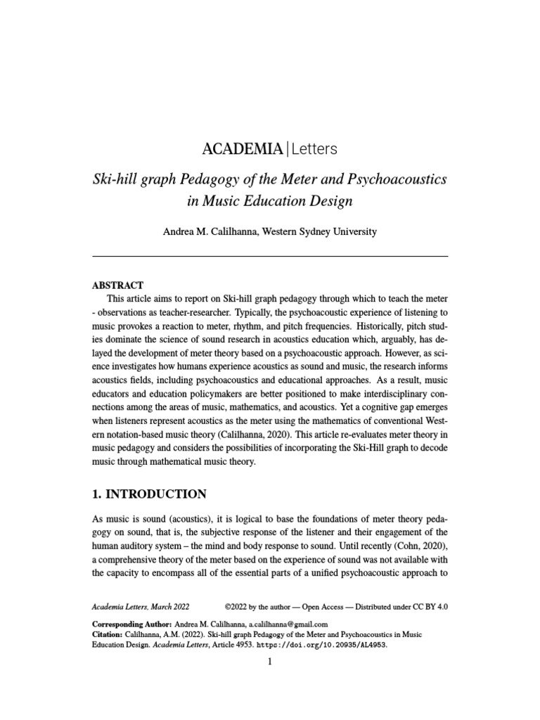 Ski Hill Graph Pedagogy of The Meter and | PDF | Learning | Music Theory