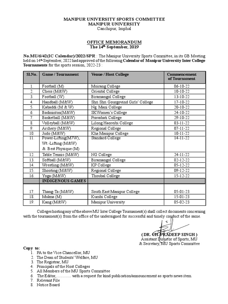 MU ICT Calendar, 2022-23 | PDF | Sports | Entertainment