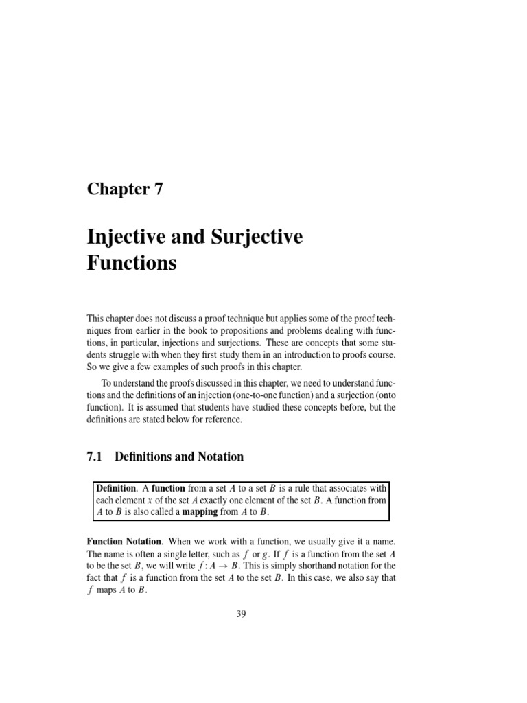 07 Injective And Surjective Functions Pdf Function Mathematics Mathematical Analysis