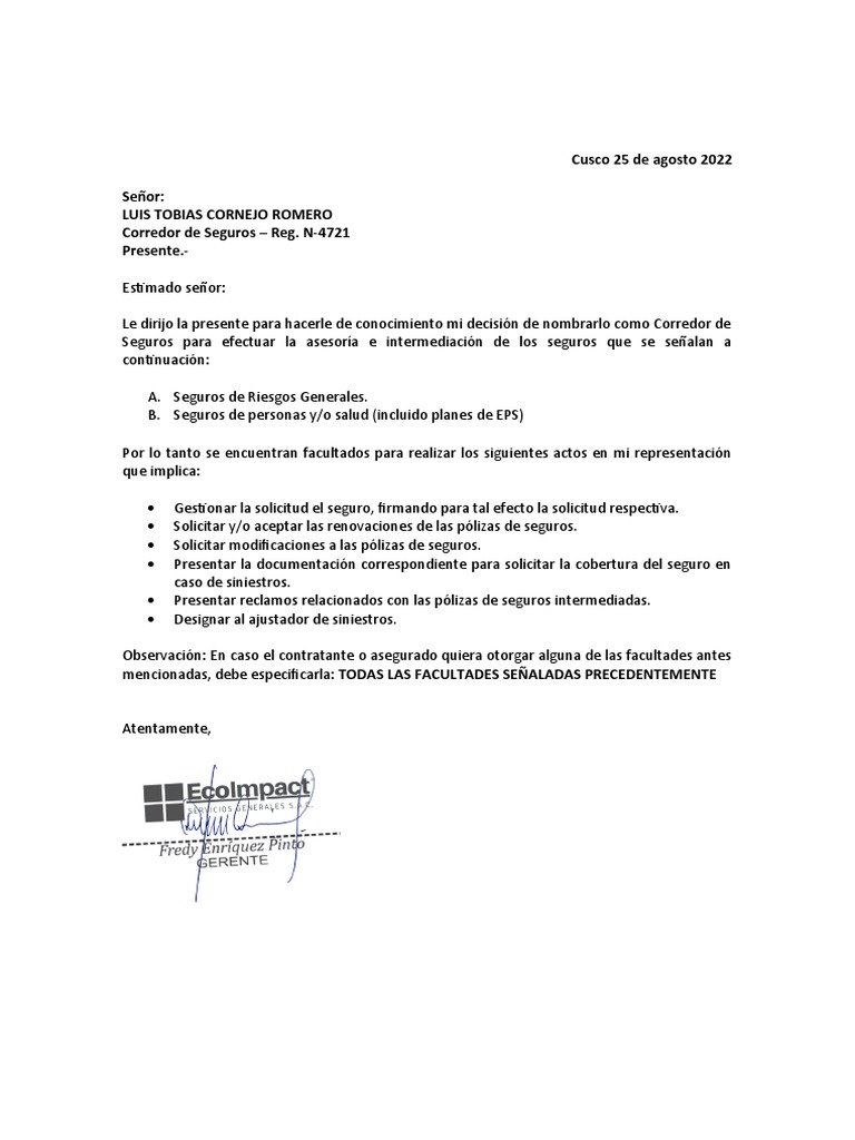 Carta de Nombramiento SBS | PDF