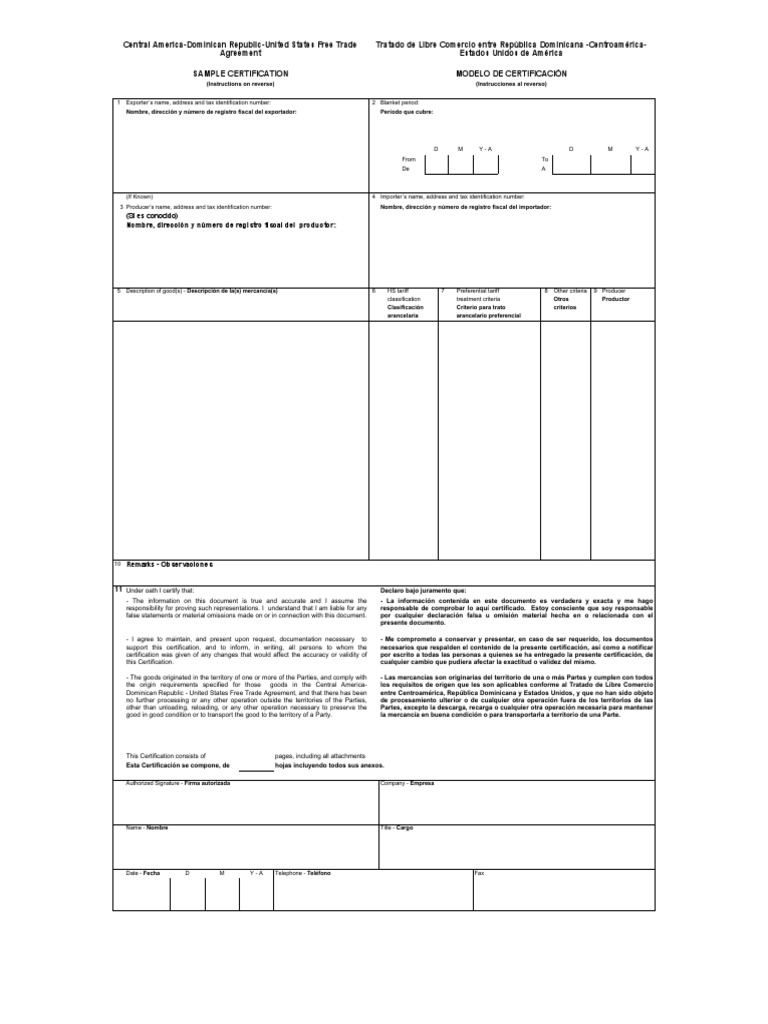 Certificado de Origen Dr-Cafta | PDF | Política | Economias