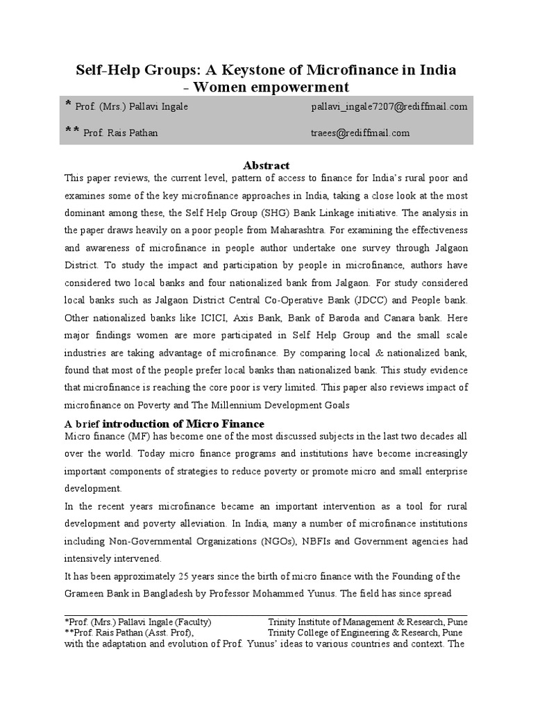 Self Help Groups | PDF | Microfinance | Poverty Reduction