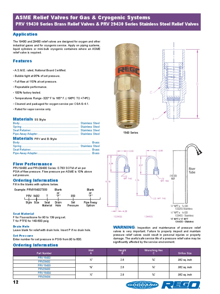 Valvula de Seguridad PRV Rego 2 | PDF | Valve | Pressure