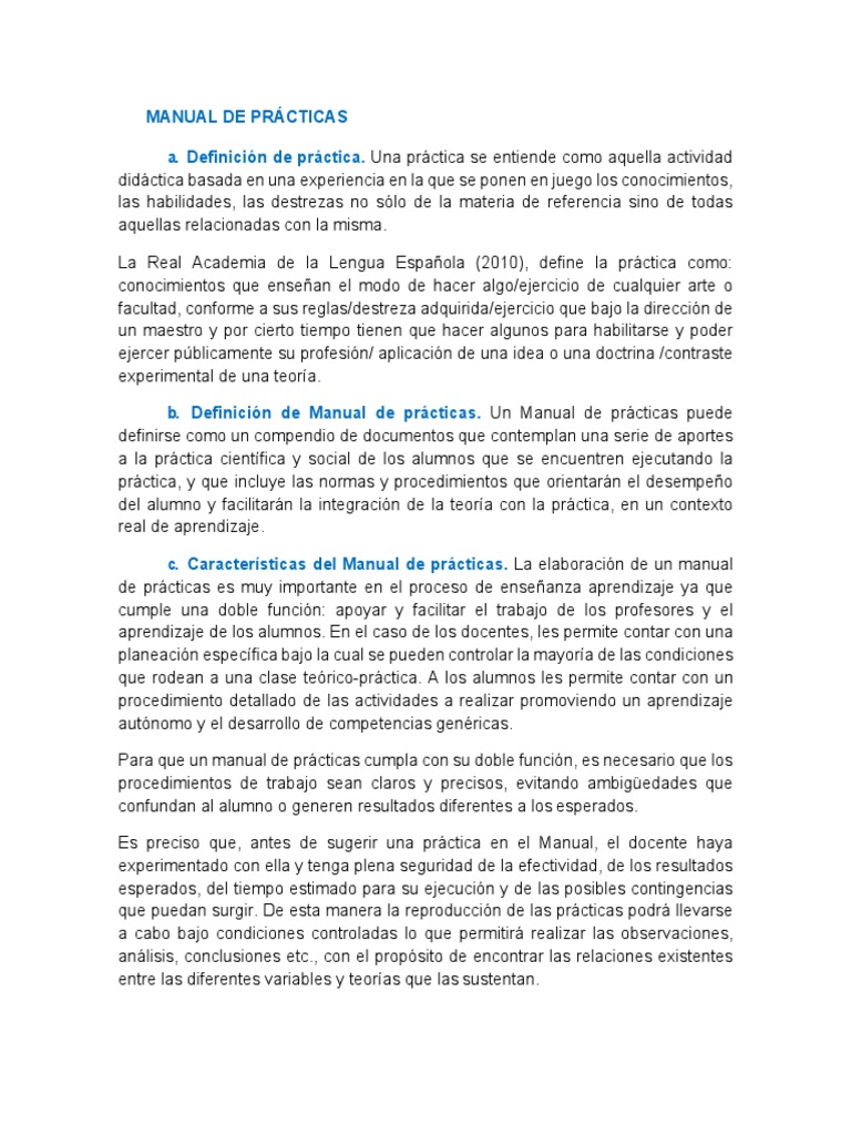 Estructura y Presentación Del Manual de Prácticas | PDF | Aprendizaje ...