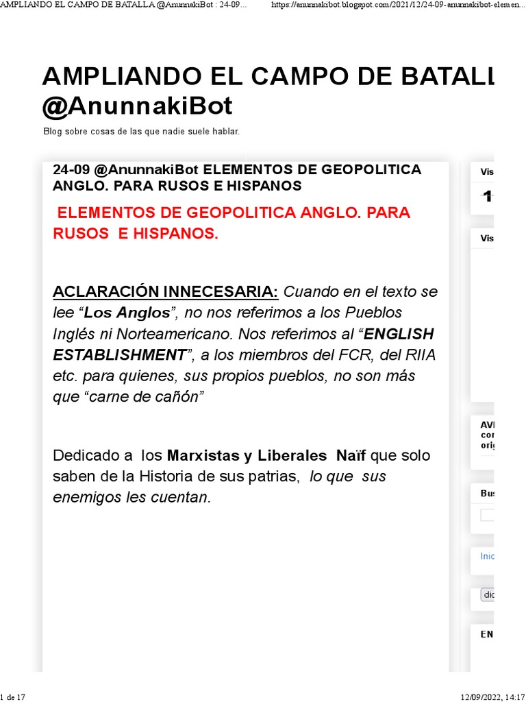 ELEMENTOS DE GEOPOLITICA ANGLO. PARA RUSOS E HISPANOS - AMPLIANDO EL ... ELEMENTOS DE GEOPOLITICA ANGLO. PARA RUSOS E HISPANOS - AMPLIANDO EL ...