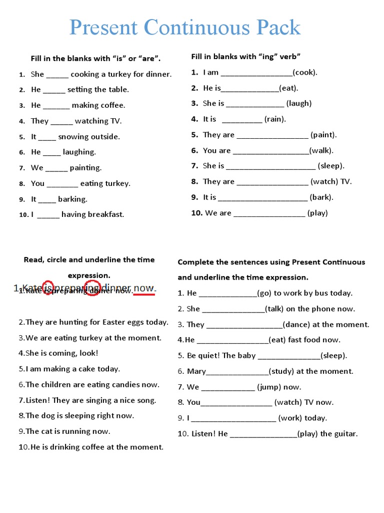 Present Continuous Pack With Listening and Speaking Tasks | PDF