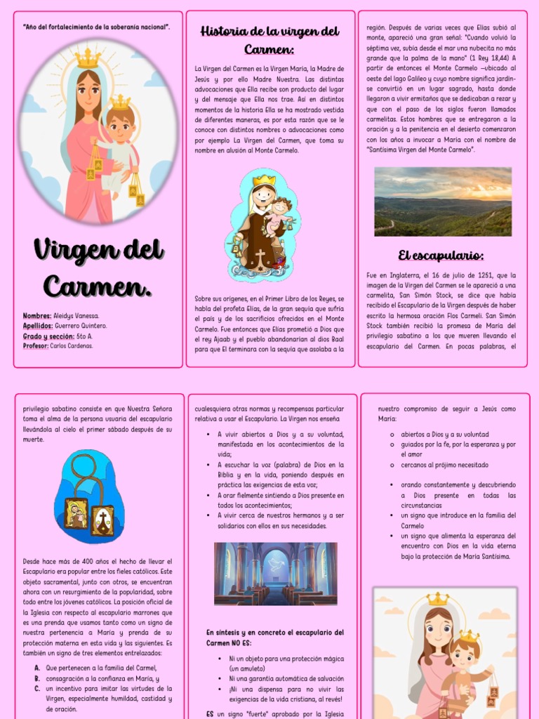 Historia de la Virgen del Carmen para Niños | PDF | María, madre de Jesús