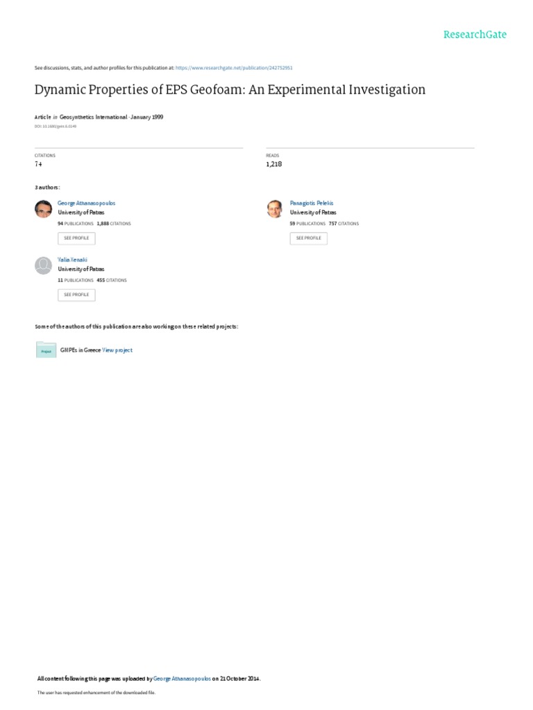 Dynamic Properties of EPS Geofoam An Experimental | PDF | Young's ...