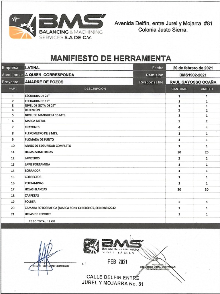MANIFIESTO DE EMBARQUE | PDF