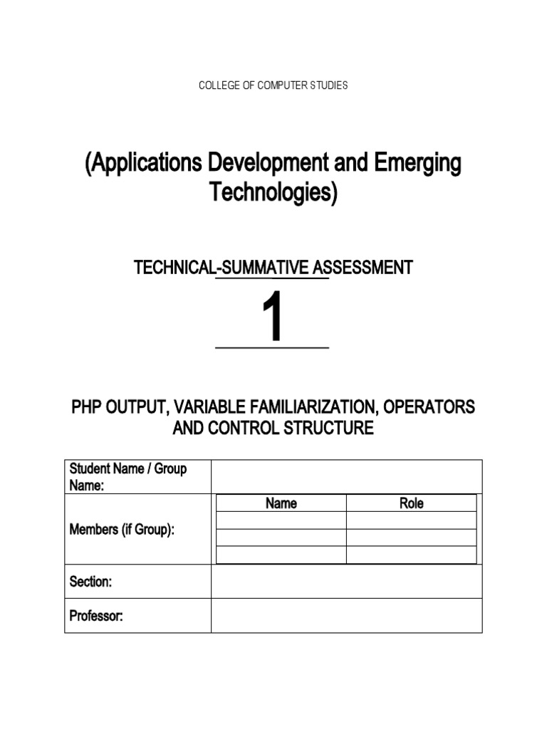 SA1 - Variable, Operators and Control Structures | PDF | Php | Programming