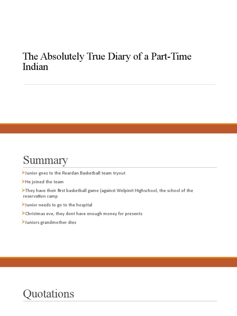 The Absolutely True Diary of A Part-Time Indian | PDF