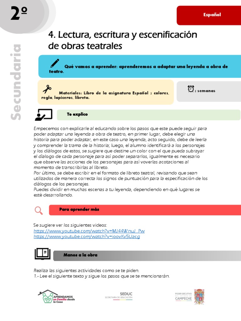 Lectura, Escritura y Escenificación de Obras Teatrales | PDF | Teatro ...