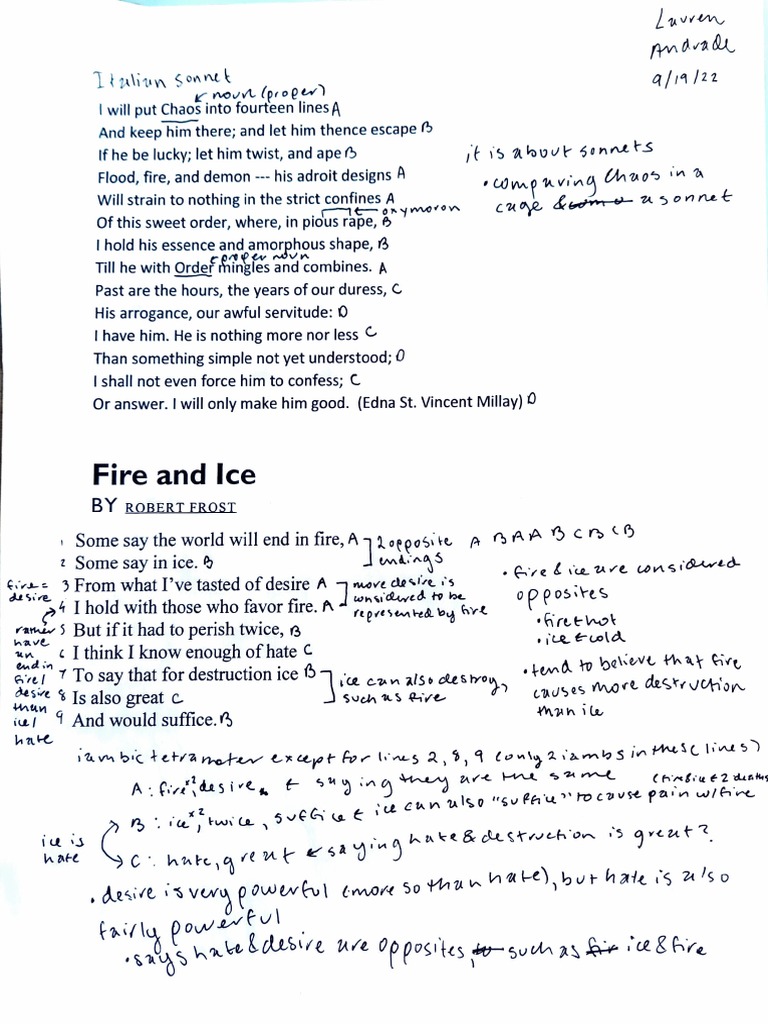 Fire and Ice by Robert Frost | PDF