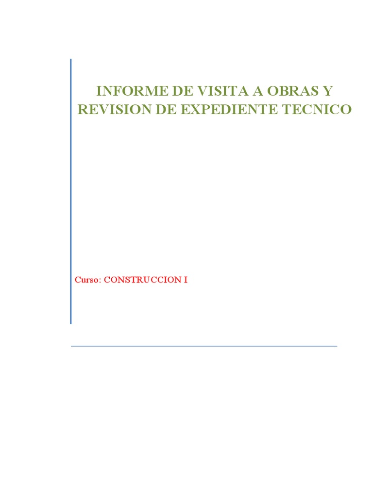 Informe de Visita A Obra y Revision de Expediente Tecnico | PDF ...
