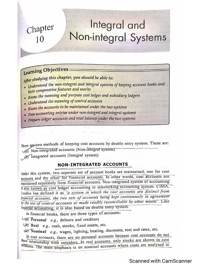Integral and Non Integral Accounting Systems | PDF