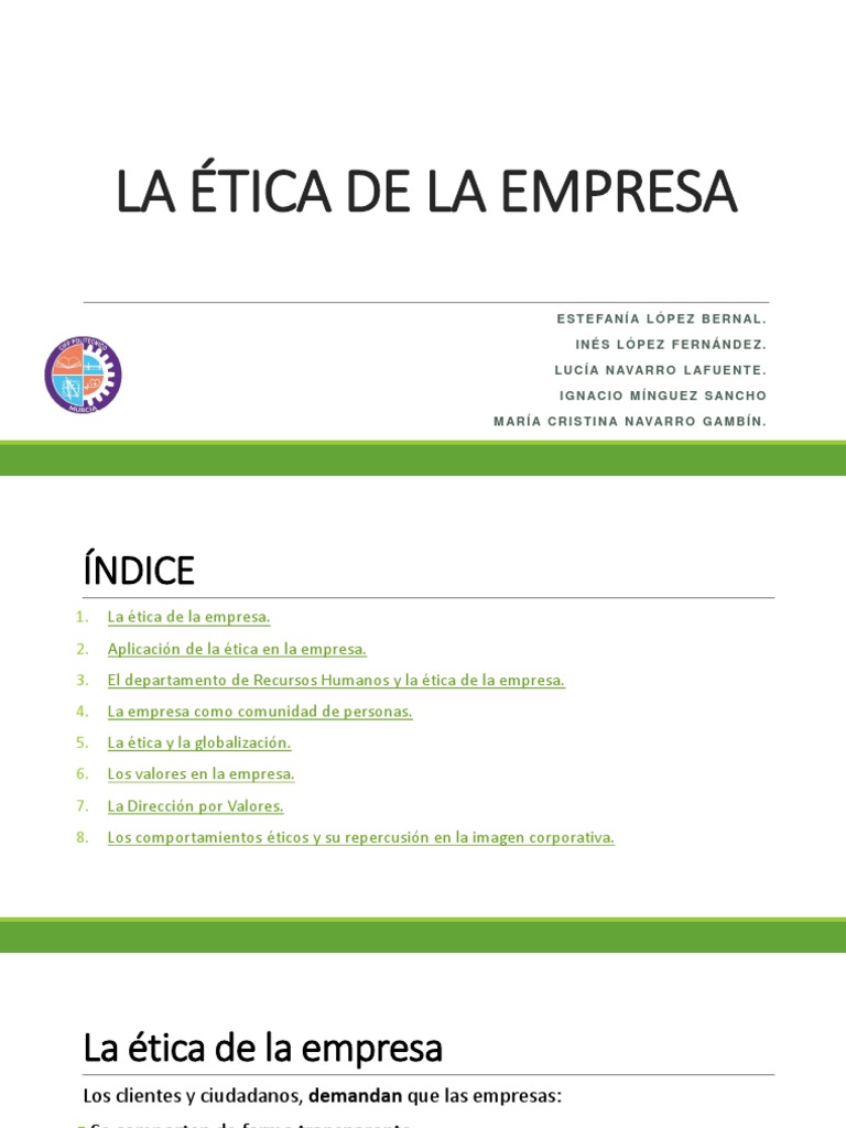 Tema 13. La Ética de La Empresa - Presentación RRHH. | PDF | Business | Comportamiento