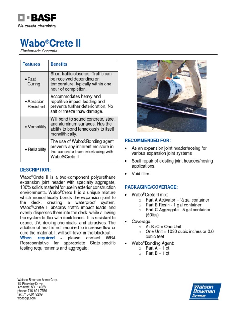 WaboCrete II 0718 DataSheet | PDF | Concrete | Materials