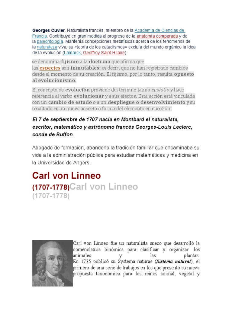 Georges Cuvier | PDF | Evolución | Taxonomía (biología)