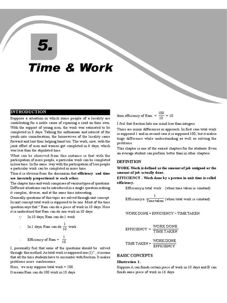 TIME and Work PDF | PDF | Arithmetic | Mathematics