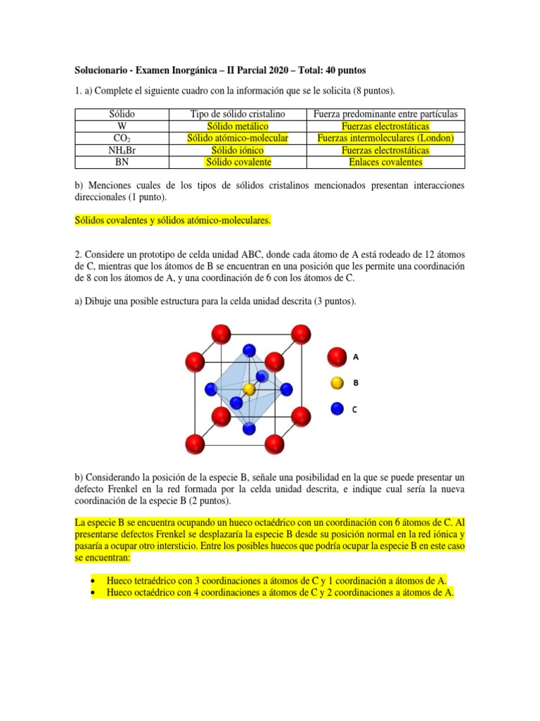 Solucionario - II Examen Parcial Inorgánica 2020-Viernes | PDF | Enlace ...