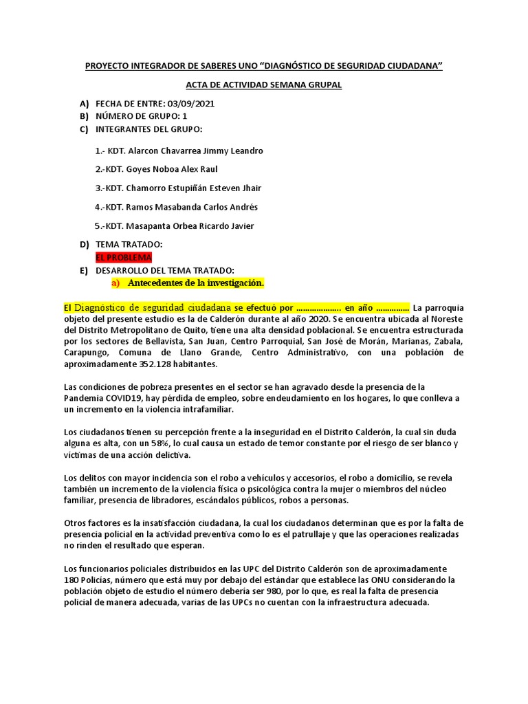 El Proyecto Integrador de Saberes RECTIFICADO | PDF | Policía | Liderazgo
