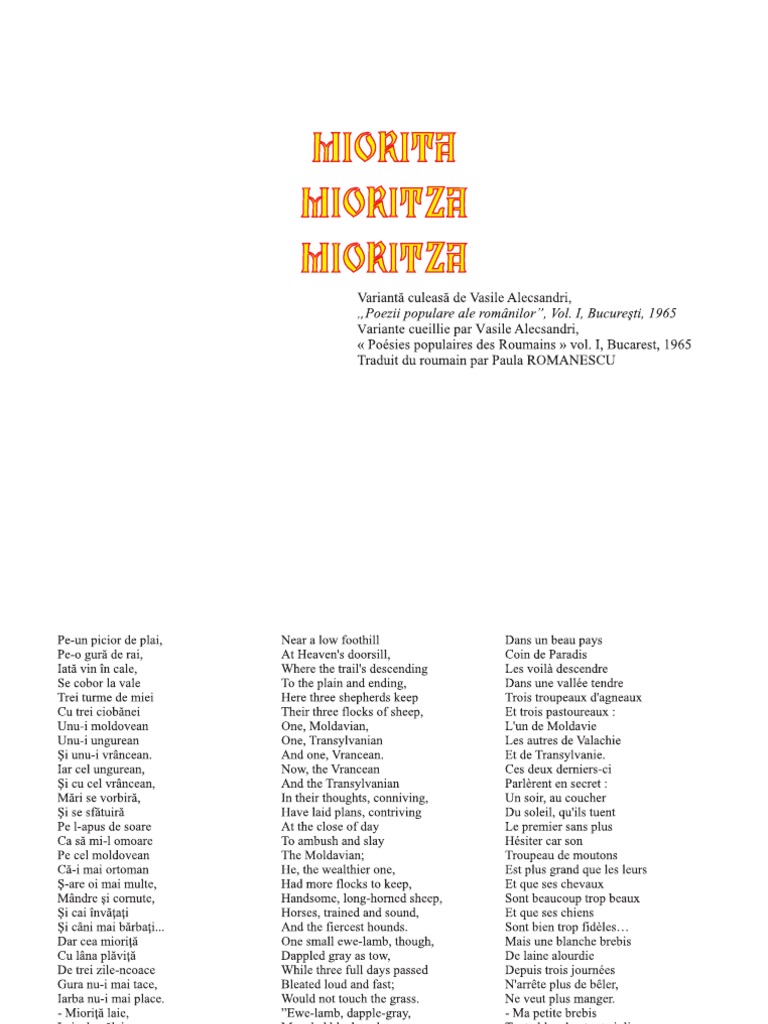 Miorita Legenda | PDF