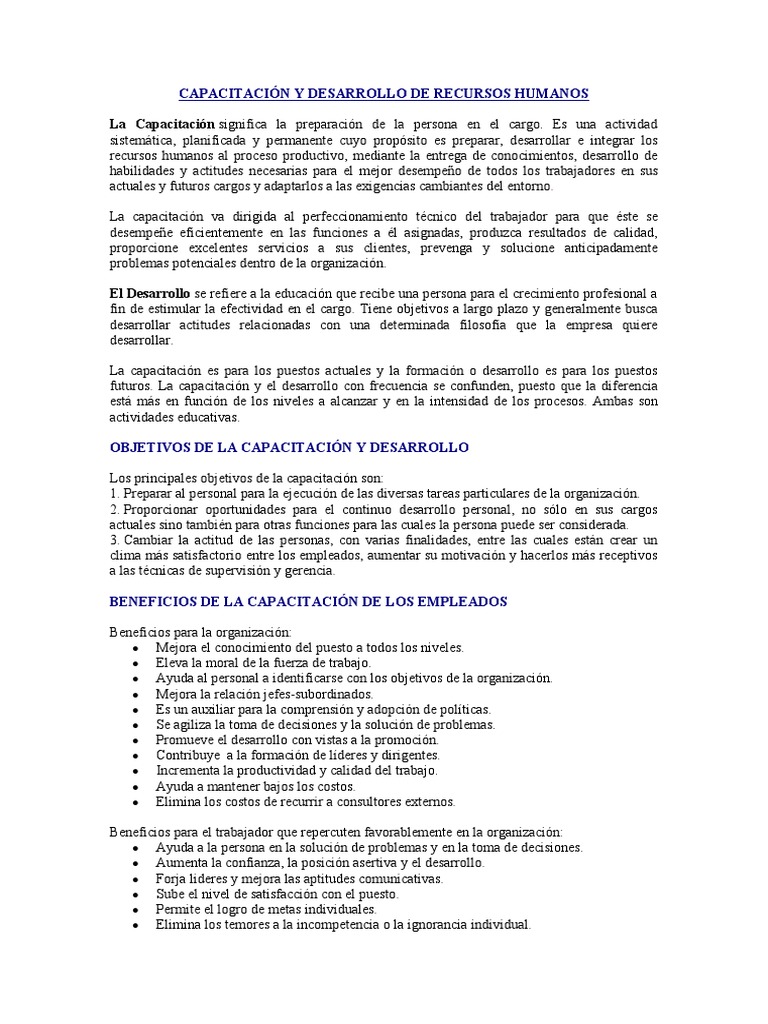 La importancia de la capacitación y el desarrollo de recursos humanos para el crecimiento ...