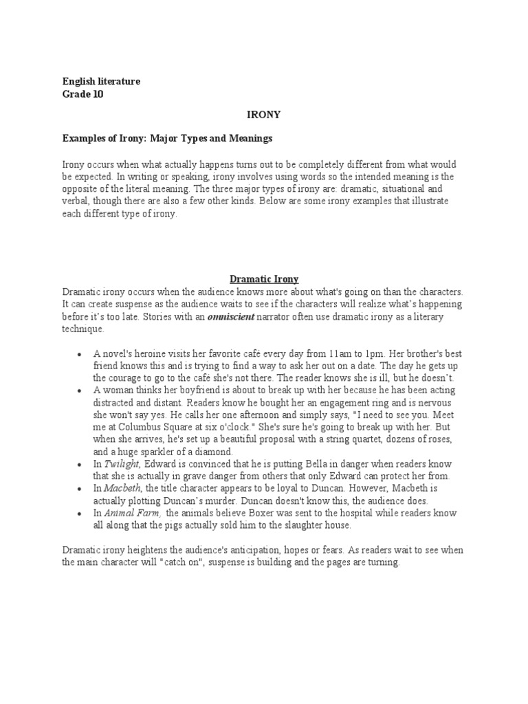 Types of Irony | PDF | Irony