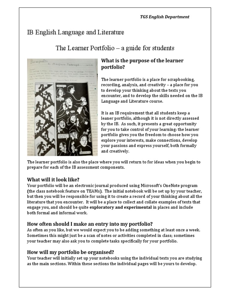 Learner Portfolio - Student Guide Lang Lit | PDF | Learning | Teachers