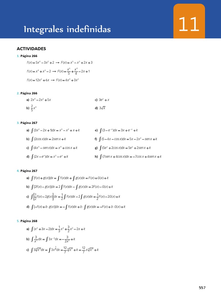 Integrales Indefinidas - Solucionario | PDF