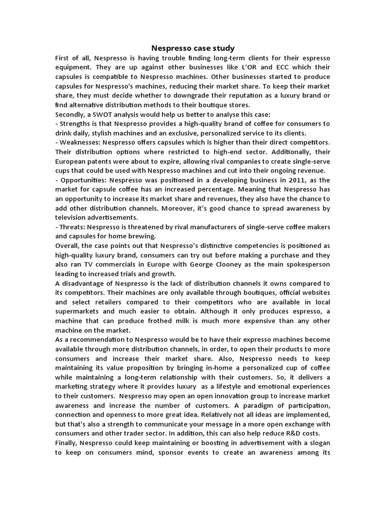 Nespresso Case Study | PDF | Microeconomics | Economies
