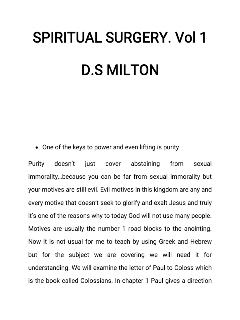 Spiritual Surgery: Focus on Christ and Mortify Sinful Lifestyles | PDF ...